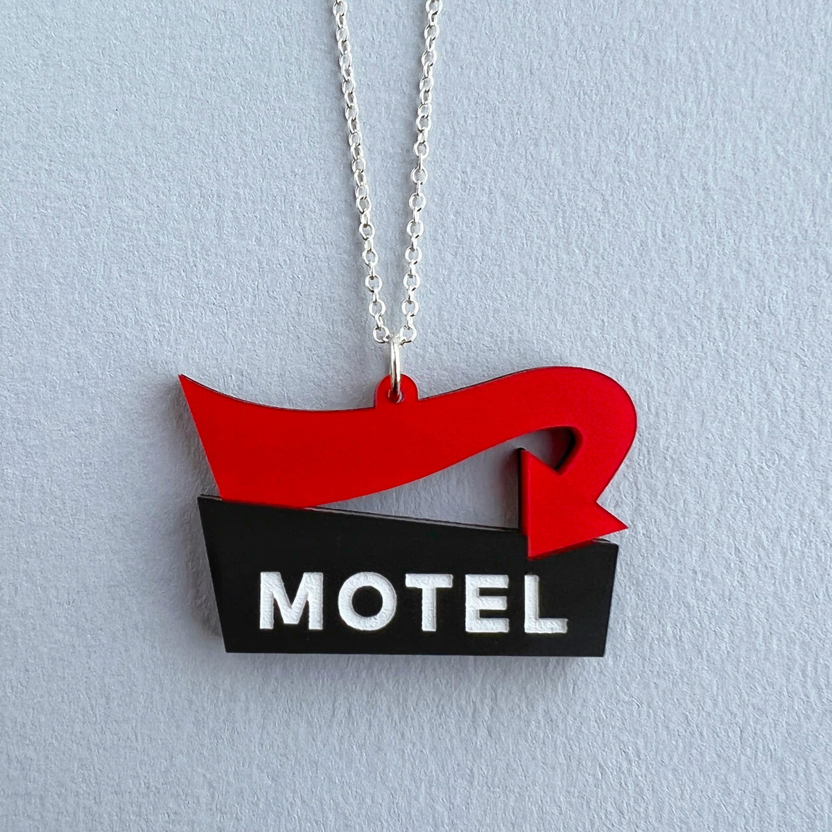 Red Motel Sign Necklace - by Tiny Scenic